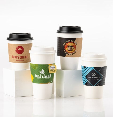Custom Kraft Coffee Sleeves - Full-Wrap Printing | Your Brand Cafe®
